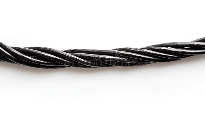 One Black Electrical Wire on White Background Stock Image - Image of ...