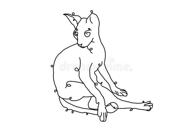 One Black Line Drawing of a Cat Stock Vector - Illustration of doodle ...
