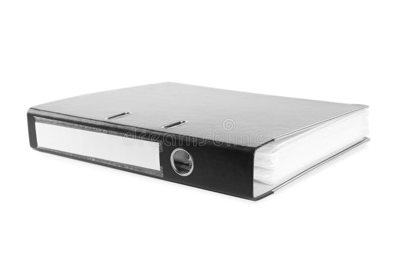 One Black Office Folder Isolated on White Stock Photo - Image of binder ...