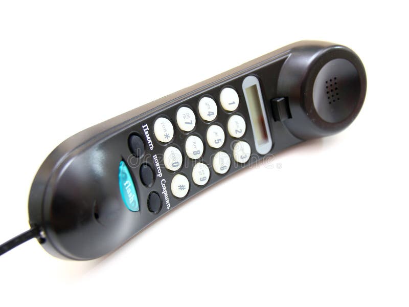One Black Phone with Buttons Stock Image - Image of landline, single ...