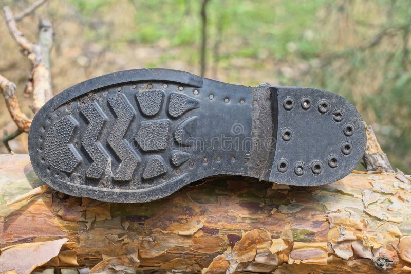 One Black Rubber Sole of a Boot with a Pattern and a Heel Stock Photo ...
