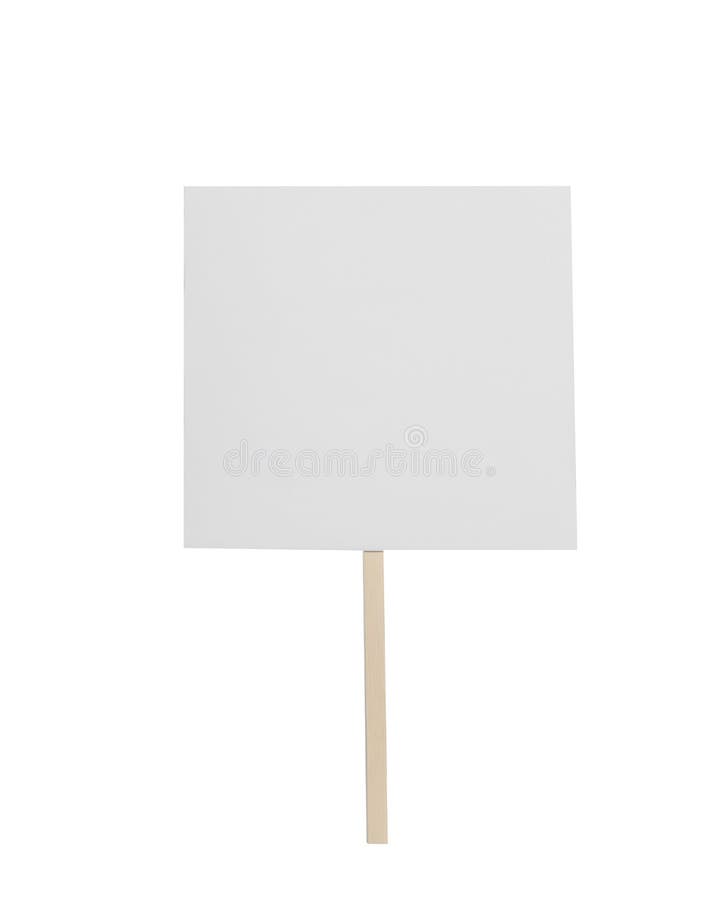 One Blank Protest Sign Isolated on White Stock Image - Image of poster ...