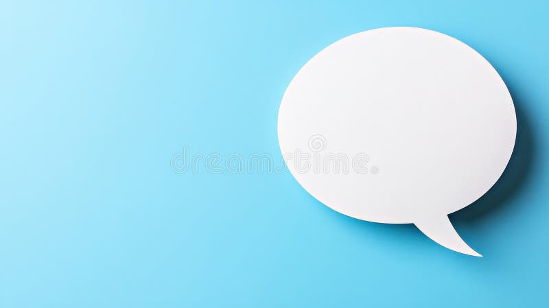 One Blank White Paper Speech Bubble on Light Blue Background Stock ...