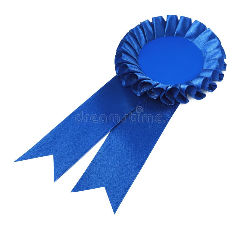 One Blue Award Ribbon Isolated on White Stock Image - Image of symbol ...