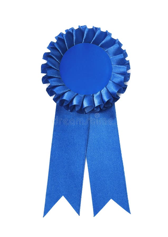 One Blue Award Ribbon Isolated on White Stock Photo - Image of mockup ...