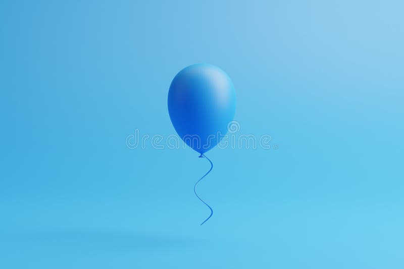 One Blue Balloon on a Blue Background Stock Illustration - Illustration ...
