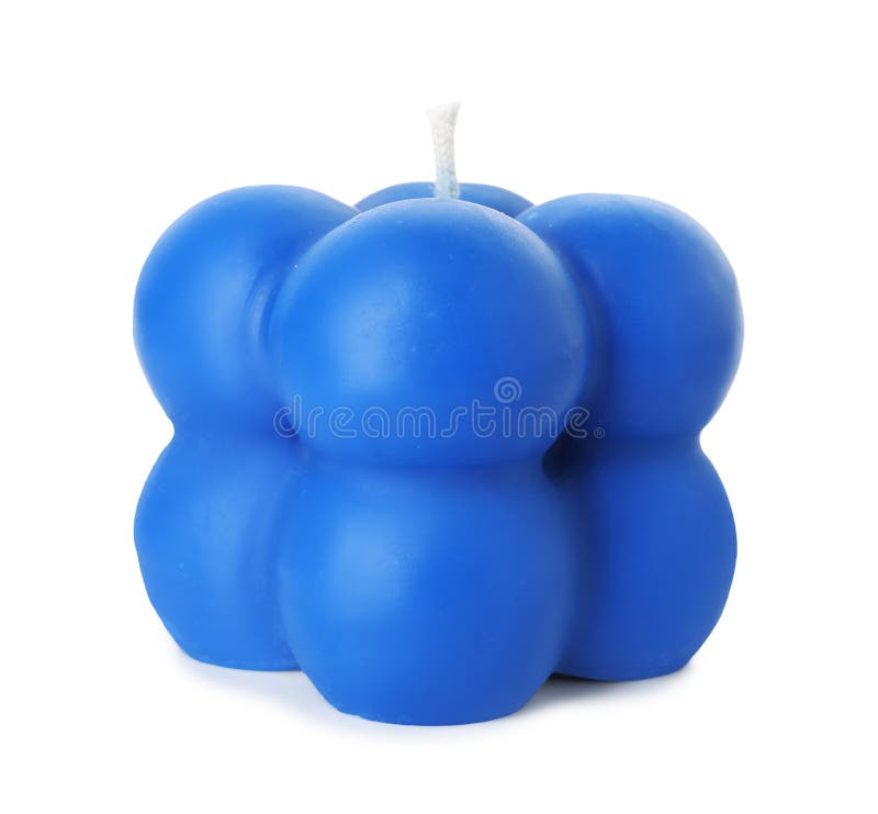 One Blue Bubble Candle Isolated on White Stock Photo - Image of element ...