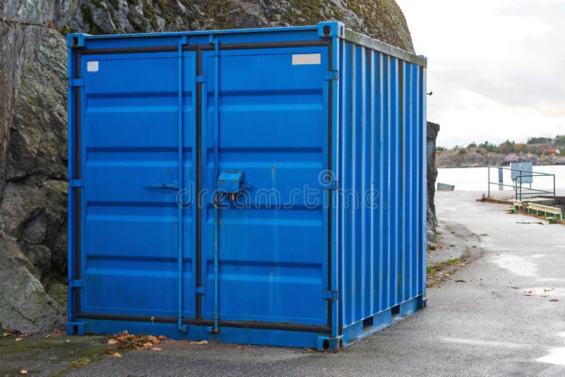 Blue Cargo Container stock image. Image of doors, container - 159847859