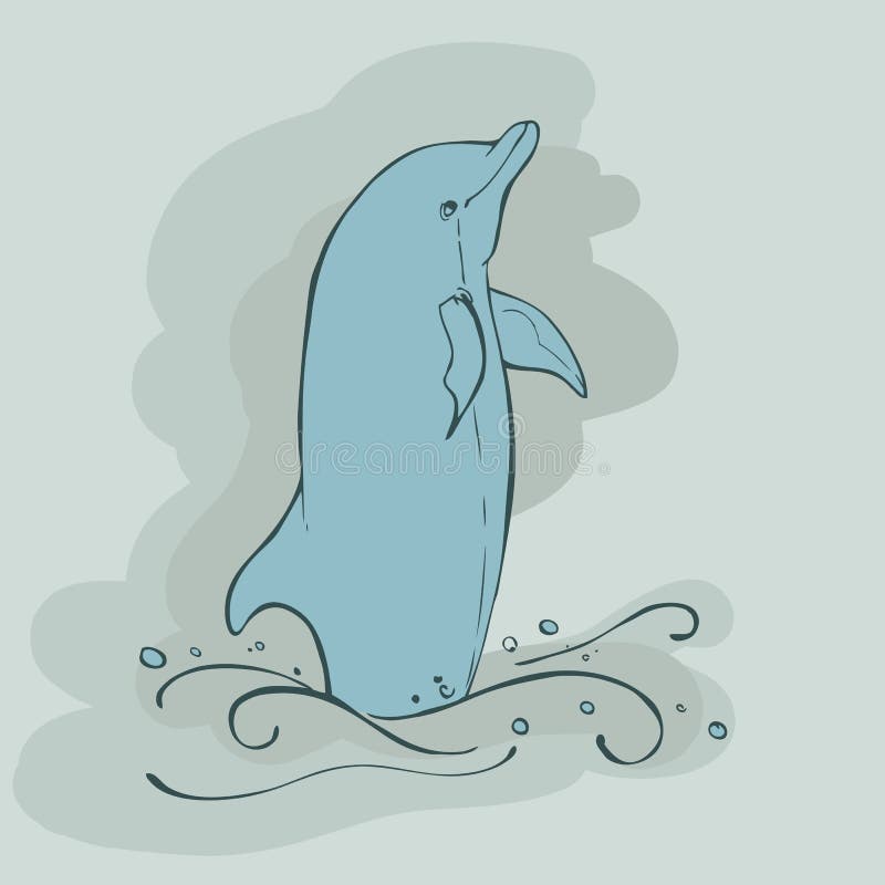 One Blue Dolphin in the Waves Stock Vector - Illustration of figure ...