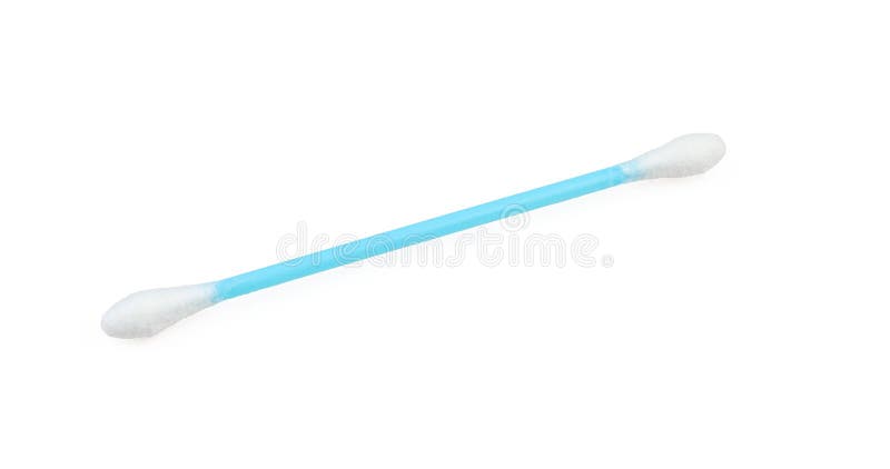 One Blue Ear Swab Isolated on White Background.Clean Plastic Stick ...