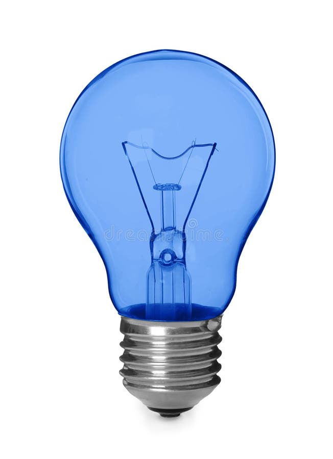 One Blue Light Bulb Isolated on White Stock Photo - Image of knowledge ...