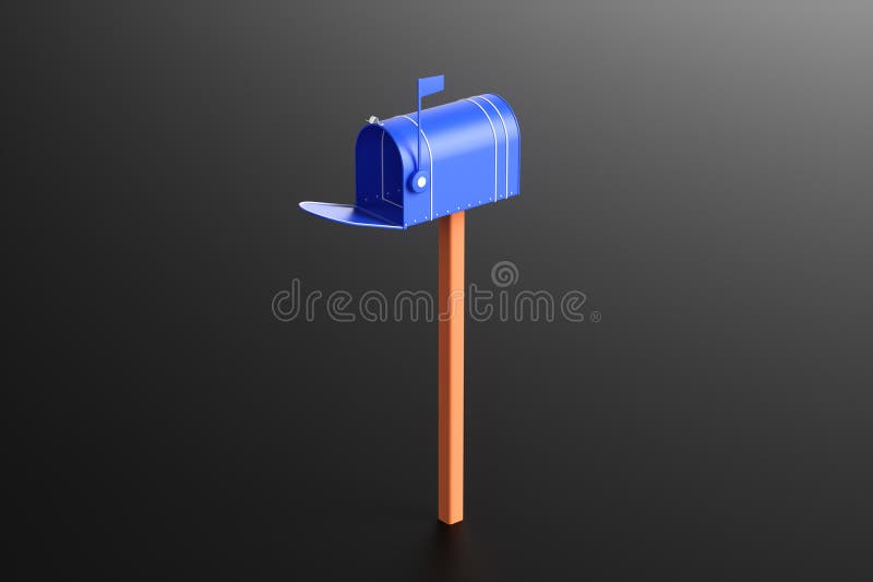 One Blue Mailbox on a Black Background Stock Illustration ...