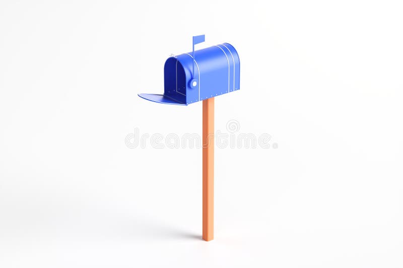 One Blue Mailbox on a White Background Stock Illustration ...
