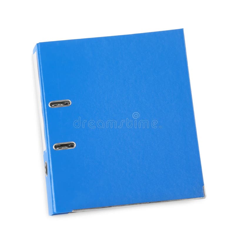 One Blue Office Folder Isolated on White, Top View Stock Image - Image ...