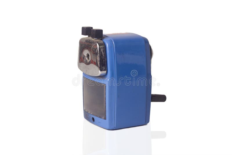 Blue Pencil Sharpener with White Isolated Background Stock Photo ...