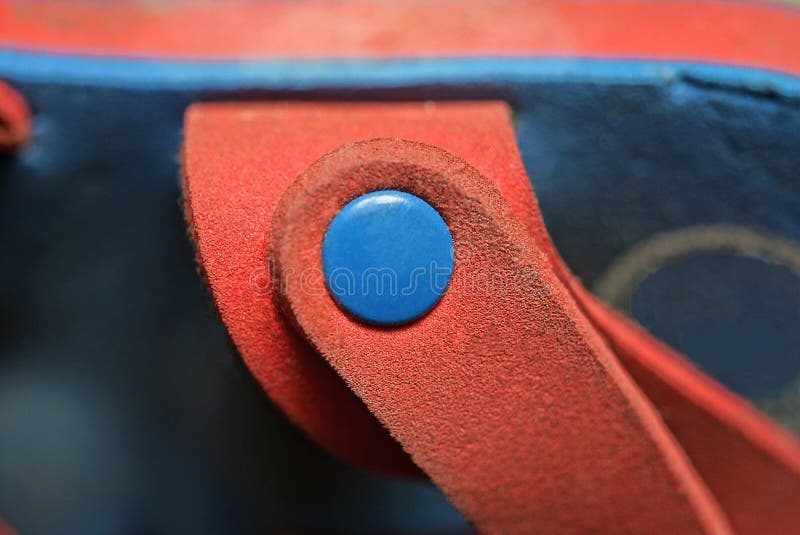 Plastic Rivet Button on a Red Summer Sandal Harness Stock Photo - Image ...