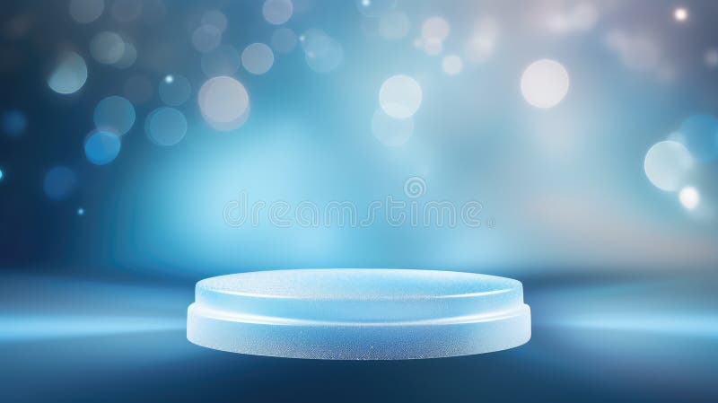 One Blue Podium. Light Effect with Bokeh, Blue Pastel Background Stock ...