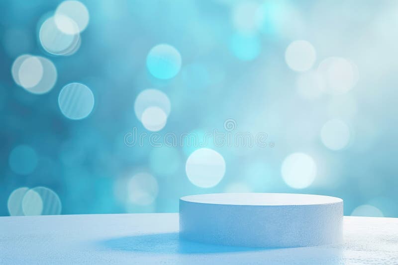 One Blue Podium. Light Effect with Bokeh, Blue Pastel Background Stock ...