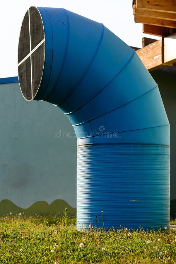 One Blue Ventilation Chimneys Steel Stock Image - Image of stainless ...