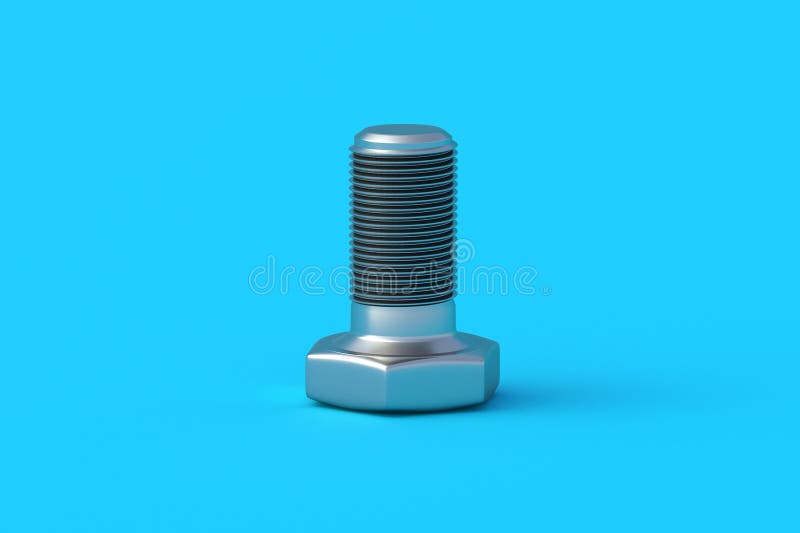 One Bolt on Blue Background. Construction Materials. Industrial ...