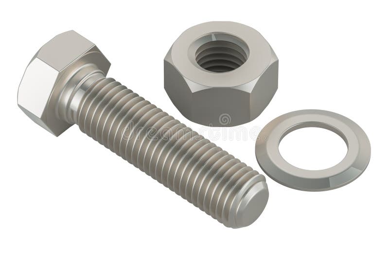 Bolt, nut and washer stock illustration. Illustration of screws - 57149569