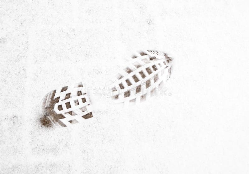 Boot Print and Tyre Track on a Snow Stock Photo - Image of imprint ...