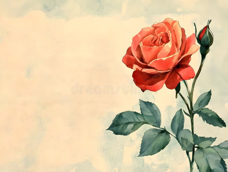 One Botanical Red Rose Floral Flower Frame Stock Illustration ...