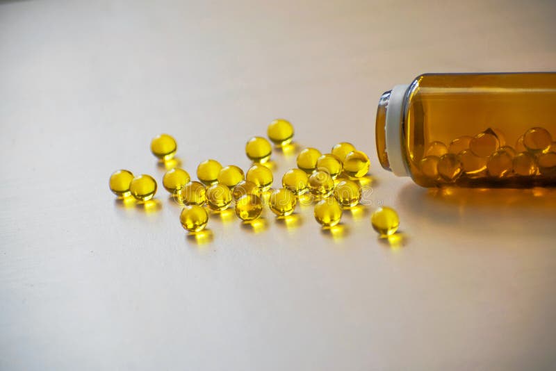 Omega 3 Capsules. One Bottle of Omega 3 Capsules. Fish Fat. Stock Photo ...