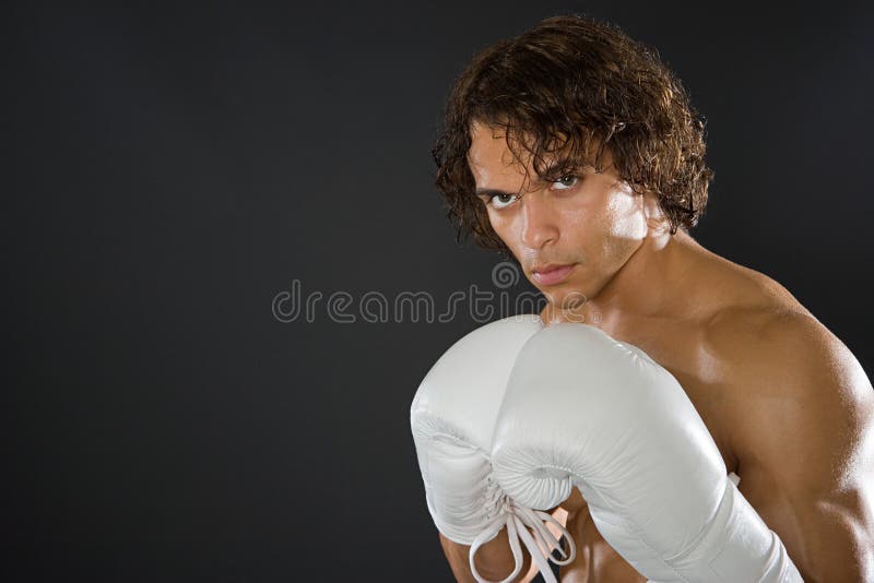 Confident Boxer Looking at Himself in the Mirror and Working on His ...
