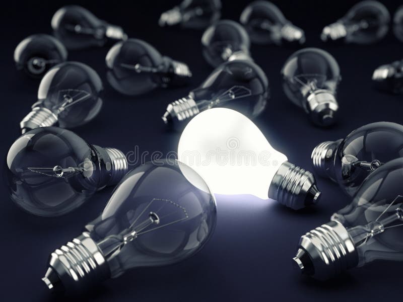 One bright light-bulb stock image. Image of concepts, bright - 4644405