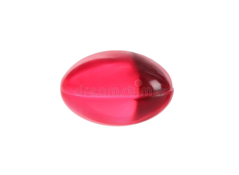 One Pink Pill on White Background. Medicinal Treatment Stock Image ...