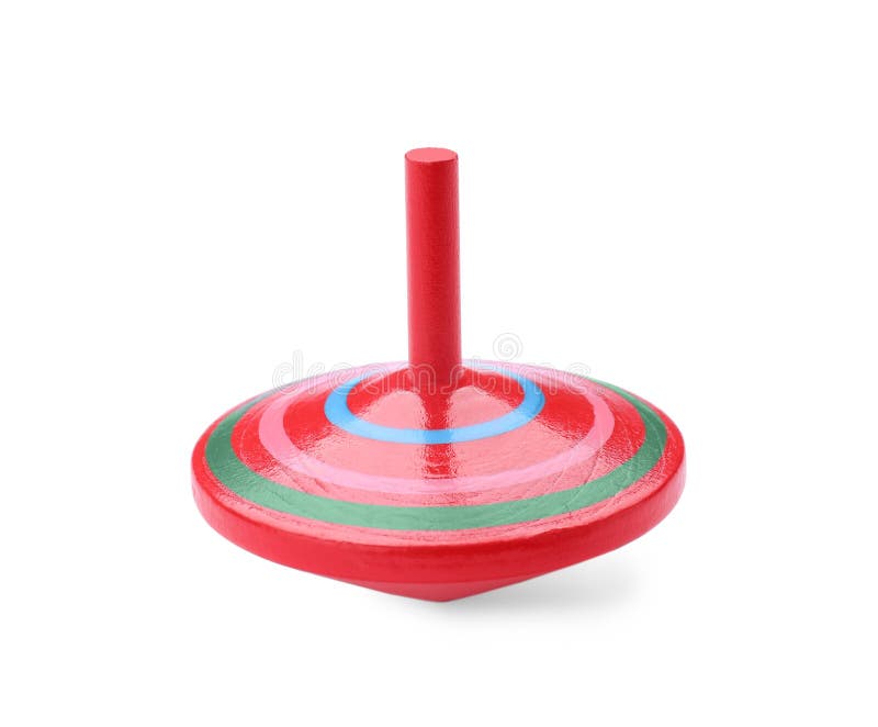 One Bright Spinning Top Isolated on White. Toy Whirligig Stock Image ...