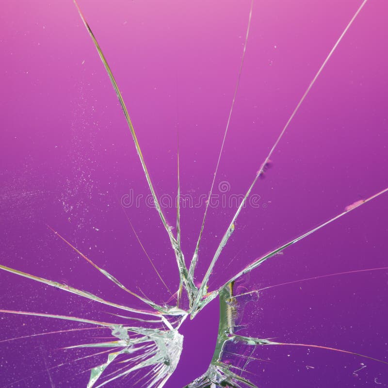 Broken pink glass window stock image. Image of shot - 114844429