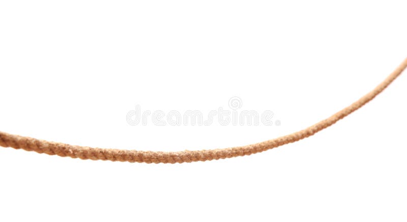 One Brown Braided Rope Isolated on White Stock Image - Image of marine ...