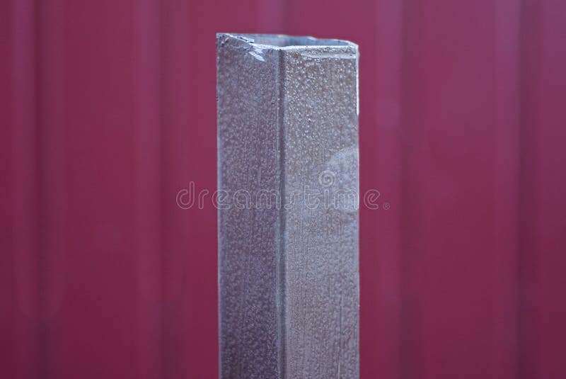 One Brown Metal Rectangular Pole Stock Image - Image of detail ...