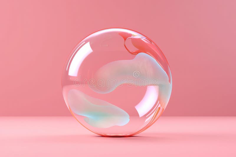 One Transparent Close Up View Bubble on Pink Background. Stock ...