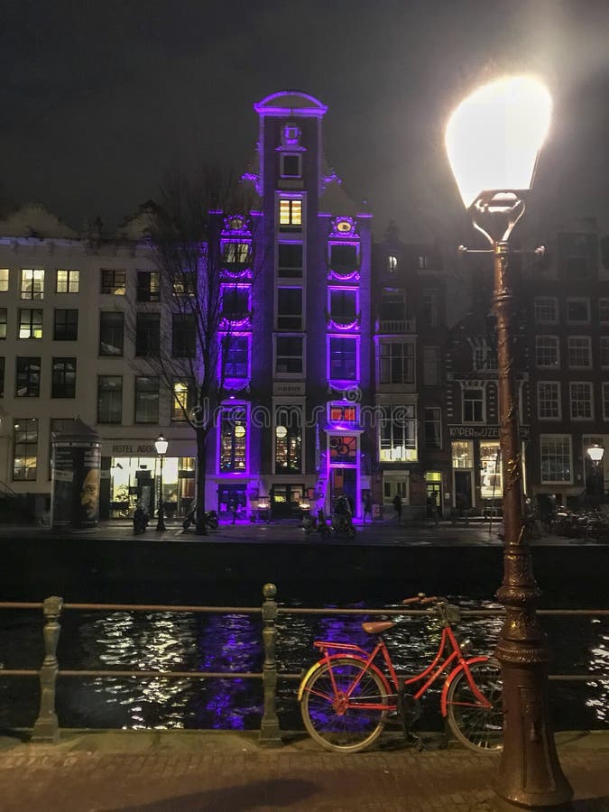Amsterdam light show editorial stock photo. Image of night - 113455903
