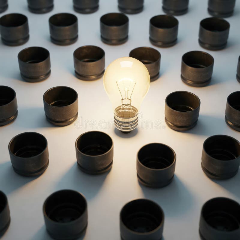 One Bulb among the Empty Cartridges. Stock Illustration - Illustration ...