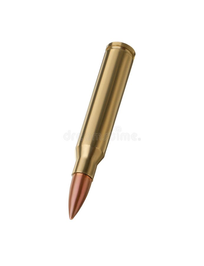 One Bullet Isolated on White. Firearm Ammunition Stock Image - Image of ...