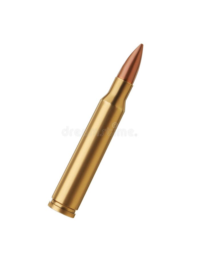 One Bullet Isolated on White. Firearm Ammunition Stock Image - Image of ...