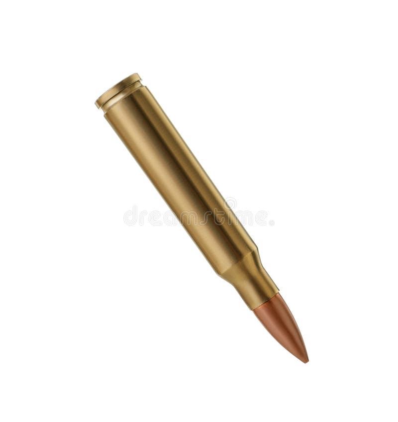 One Bullet Isolated on White. Firearm Ammunition Stock Image - Image of ...