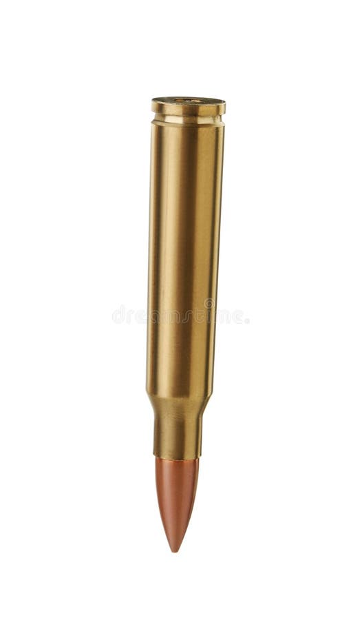 One Bullet Isolated on White. Firearm Ammunition Stock Image - Image of ...