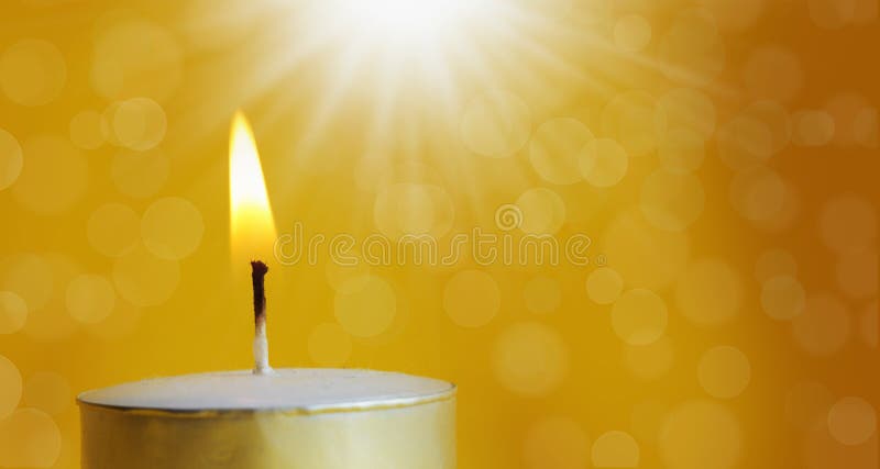 One Burning Candle with Bright White Light Stock Photo - Image of ...