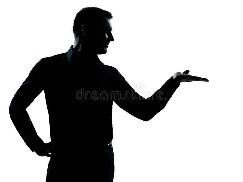 One Business Man Hand Open Silhouette Stock Photo - Image of open ...