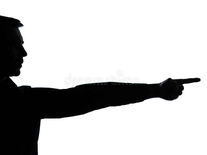 One Business Man Hand Silhouette Pointing Stock Photo - Image of ...