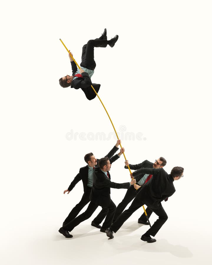 One Businessman, Worker with Trying To Overcome Difficulties, Jumping ...