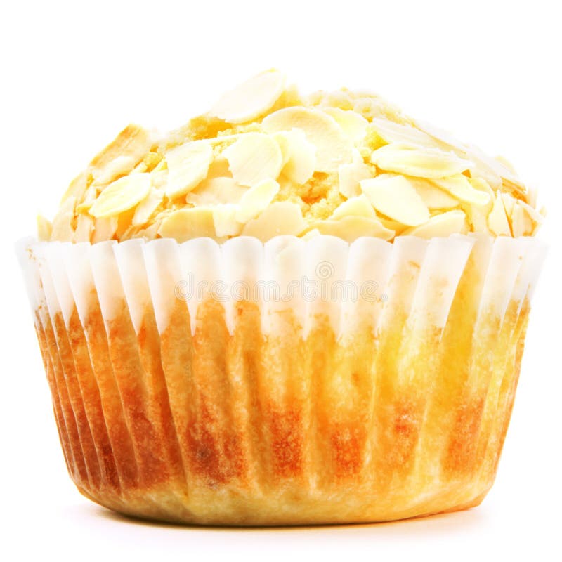 One Cake Closeup Isolated on a White Stock Photo - Image of almonds ...