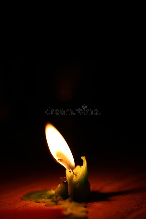 One Candle Flame at Night Closeup - , Macro. Stock Image - Image of ...