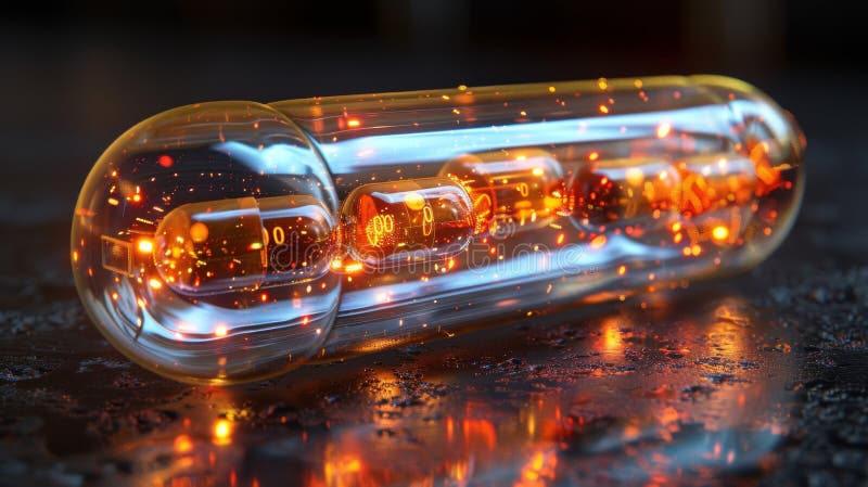 One Capsule in a Transparent Shell with Vitamin Granules Inside on the ...