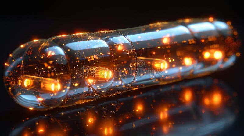 One Capsule in a Transparent Shell with Vitamin Granules Inside on the ...